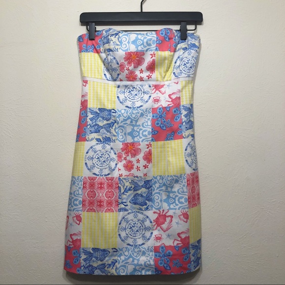 Kaeli Smith | Dresses | Kaeli Smith Coastal Patchwork Strapless Dress ...